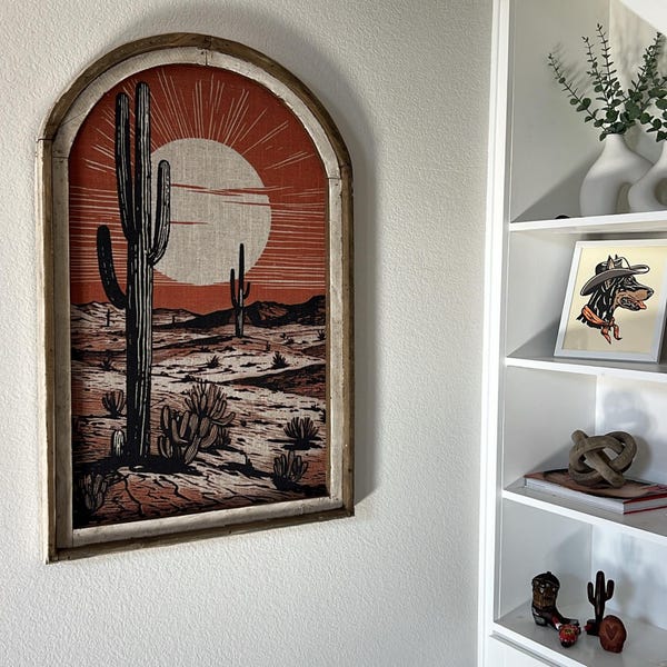 Southwestern Wall Decor | Western Wall Art | Cactus Decor | Retro ...