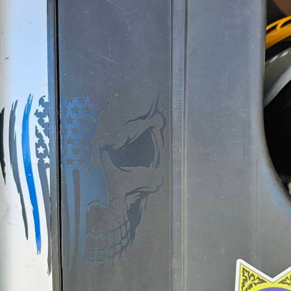 USA Skull Tattered Flag Thin Blue Line Sticker Decal - Etsy