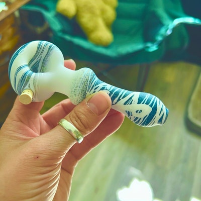 Glass Pipe, Kitty Cat Spoon Pipe, Spoon Pipe, Sand Etched Spoon Pipe ...