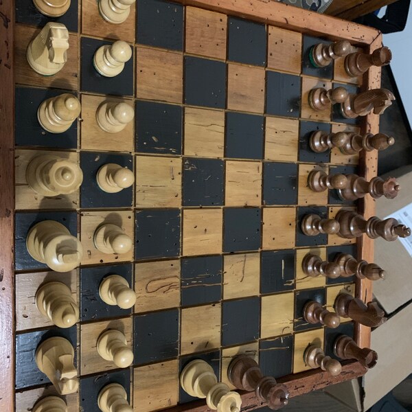 Ton of Worm Holes Chess Set in Reclaimed Wormy Chestnut Barn Wood Sku ...