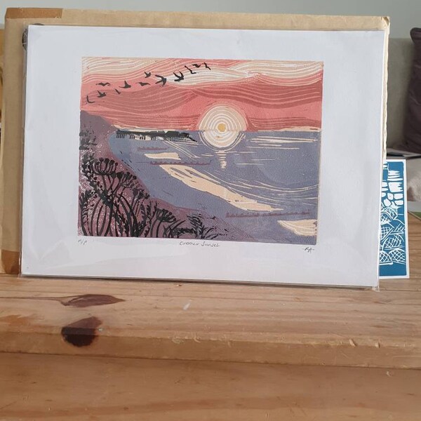 The Towpath - Original Lino Print | Canal Boat Art | Unframed - Etsy