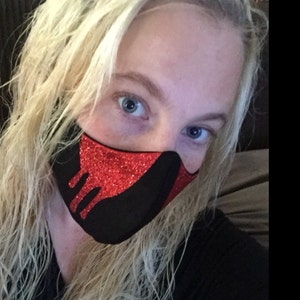 BLOODY TEARS Black and Red Face Mask With Filter Pocket Halloween ...