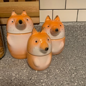 Orange Fox Jar, Fox Pottery Container, Handmade Sugar Bowl With Lid ...
