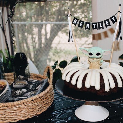 Black & White Cake Topper Birthday Custom Name Cake Topper Banner ...