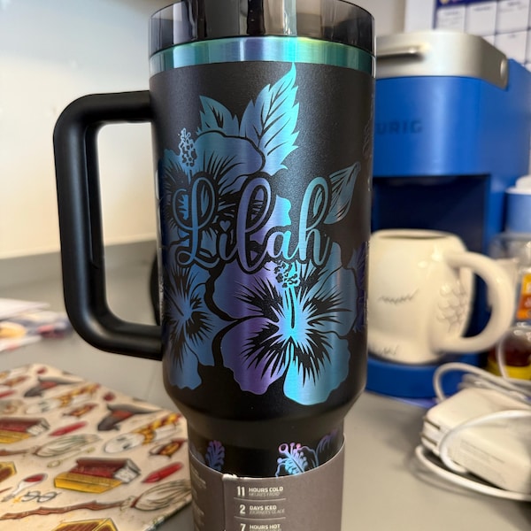 Laser Engraved Stanley Tumbler Etched Seafoam Stanley Quencher Summer Beach Engraved Stanley Cup ...