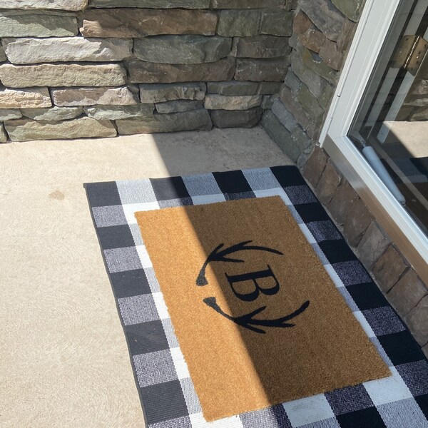 Antler Doormat, Custom Welcome Mat, Personalized Doormat, Monogram ...