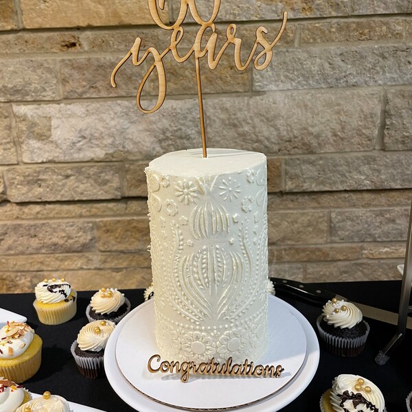 Custom Year Cake Topper | Wood Anniversary Cake Topper | Wood Birthday ...