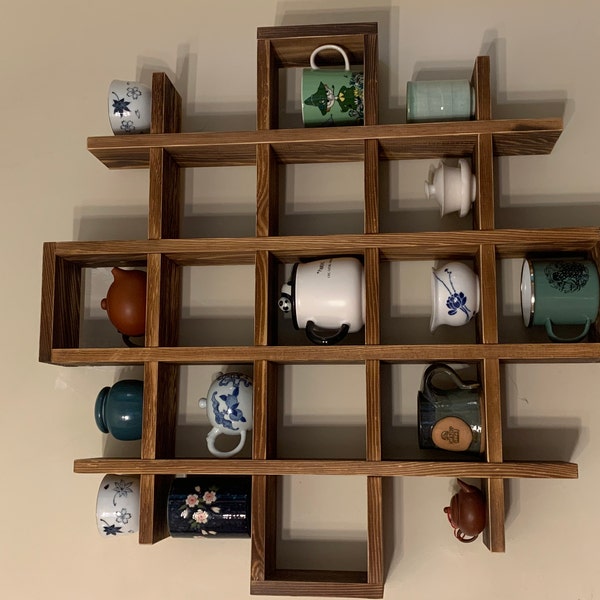 Special Shape Wooden Shelf, Coffee Tea Mug Storage, Wall Mounted Coffee ...