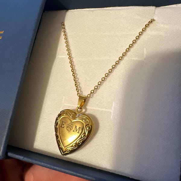 Heart Locket Necklace Engraved Initial Locket Necklace,customized ...