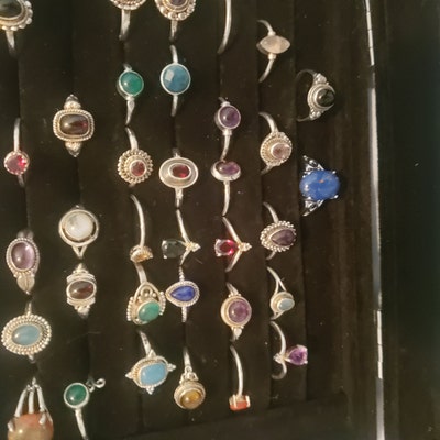 Assorted Rings, Assorted Gemstone Ring, Boho Fashion Silver Plated ...