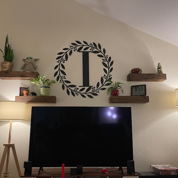 Personalized Classic Initial Metal Sign, Metal Circle Letter Monogram ...