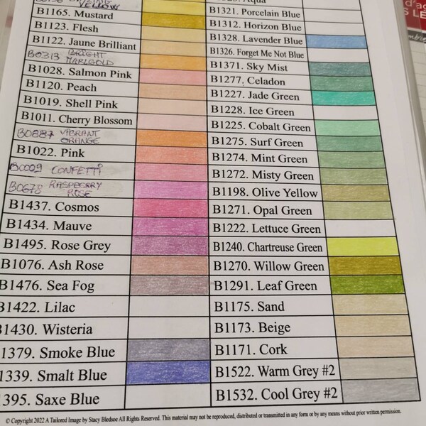 Kalour 300 Colored Pencil Swatch Chart - Etsy
