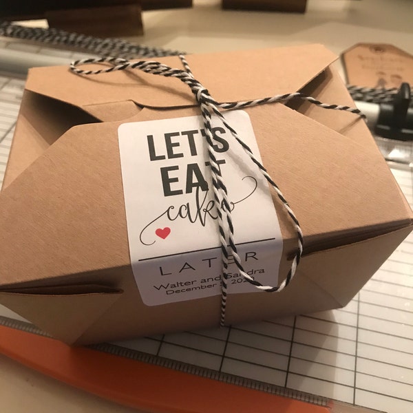 Wedding Cake Box Stickers, Favor Labels for to Go Box, Let's Eat Cake ...