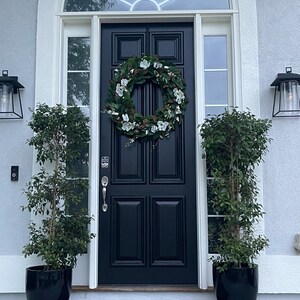 Magnolia Wreath for Front Door With Realistic White Magnolia Blooms ...