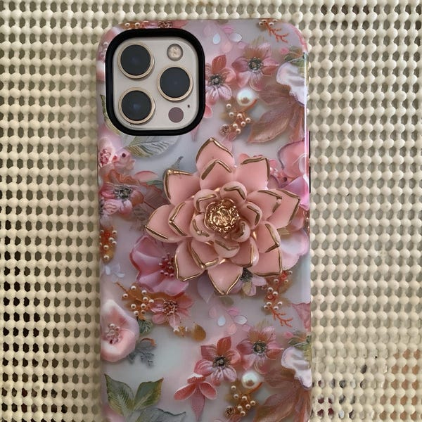 Resin Lotus Flower, Phone Accessories, Gold Phone Grip, Flower Phone ...