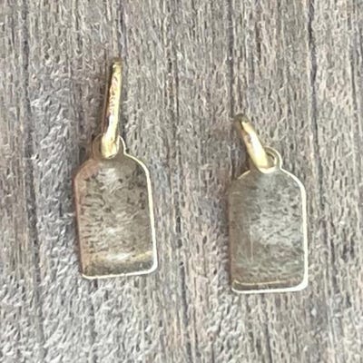 14k SOLID GOLD Initial Tag Charm, Custom Engraved Letter Pendant, Tiny ...