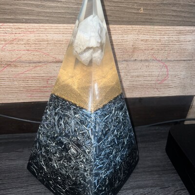 Black Orgonite Pyramid for Strong EMF & 5G. Mental Health Gift. Stress ...