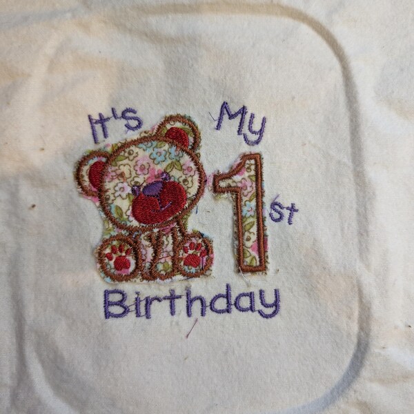 1st Birthday Machine Embroidery Applique Design, Teddy Bear First ...