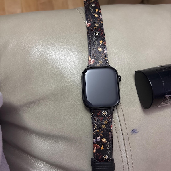 Botanical Nature Forest Apple Watch Band - Vegan Leather Strap With ...