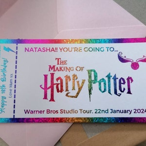 Harry Potter Studio Tour, Personalised Luxury Foil Keepsake Voucher ...