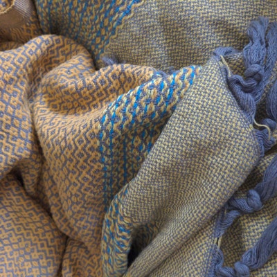 Mustard Turkish Blanket Queen Size, Woven Jacquard Blanket, Turkish ...
