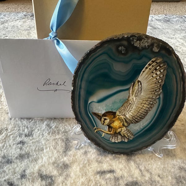 Custom Hand Painted Panda Stone, Realistic, Panda, Agate, Metaphysical ...