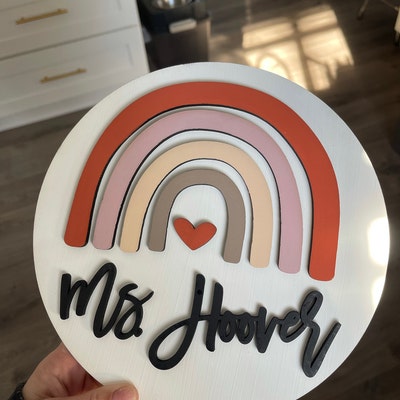 Boho Rainbow Teacher Sign, Teacher Gift, Gift for Her, Personalized ...