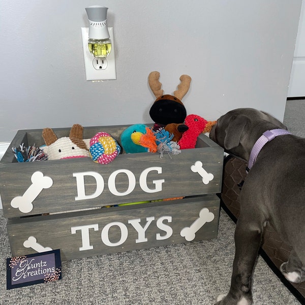 Wooden Dog Toy Box | Dog Box | Dog Toy Crate | Pet Toy Box | Pet ...