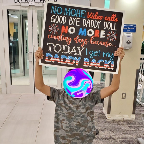 Welcome Home Daddy Sign Homecoming Kids Back From Deployment Sign ...