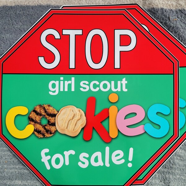 Girl Scout Cookies STOP Sign Cookie Booth Printable JUMBO GREEN 20x30 ...