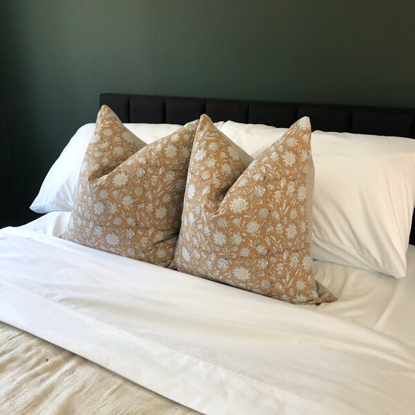 14"x36" Designer Floral Linen Lumbar Pillow Cover, Extra Long Pillow ...