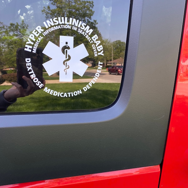 YOU CHOOSE TEXT Special Needs/ Medical Alert Car Window Decal ...