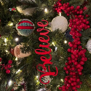 Wooden Word Ornaments for Christmas Tree, Word Cutouts Rustic Christmas ...