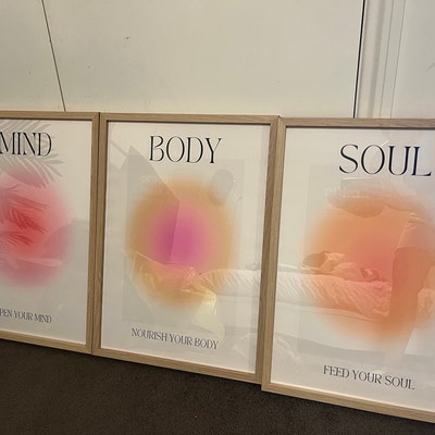 Positive Aura Posters Set of 3, Spiritual Poster, Grainy Gradient ...