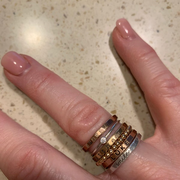 Four Name Rings | Stackable Name Rings | Personalized Jewelry | Mixed ...