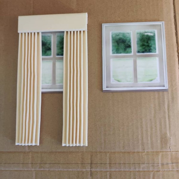 Faux Miniature Yellow Window/paper Window Mounted on Chipboard/diorama ...