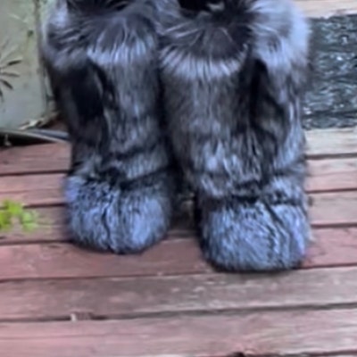 Gray Silver Fox Fur Boots Exclusive Winter Boots for Women - Etsy