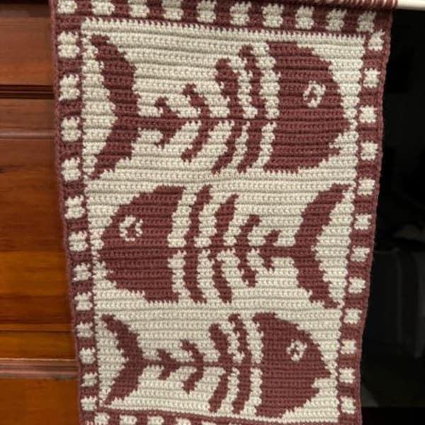 Crochet Fish Bone Wall Tapestry Pattern - Digital Download PDF | Fish ...