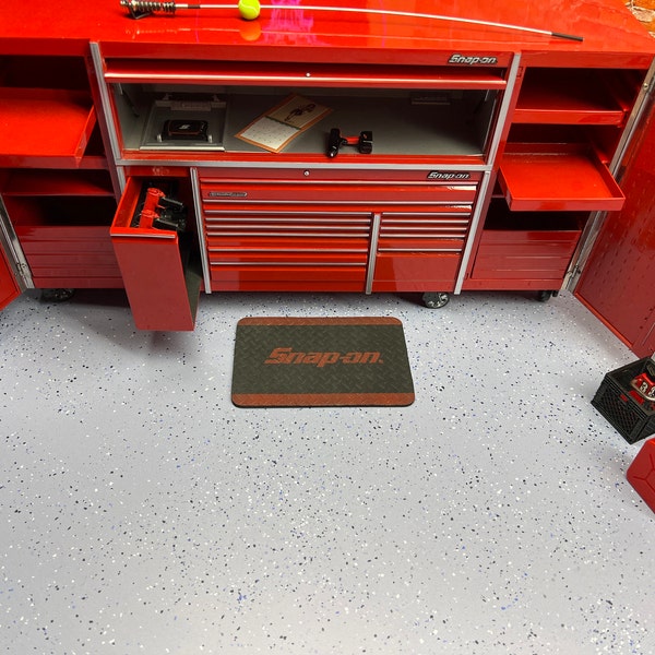 1/10 Scale RC Car Garage Floor Sticker Gray Epoxy Blue Sprinkle ...