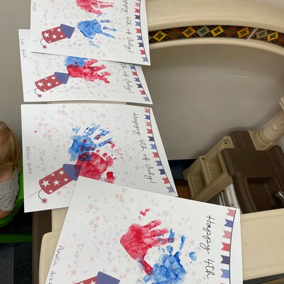Fireworks Handprint Art for July 4th, USA Independence Day, Patriotic ...