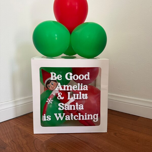 Complete Elf Delivery Box Personalized Clear Box Balloons W/ TREE ...