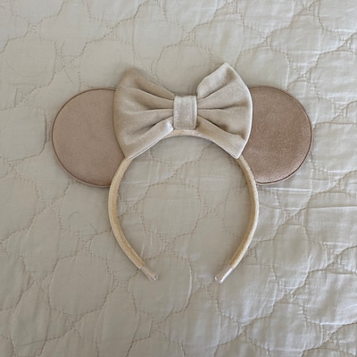 Mickey Ears, Beige Mickey Ears, Velvet Mouse Ears, Minnie Ears, Mouse ...