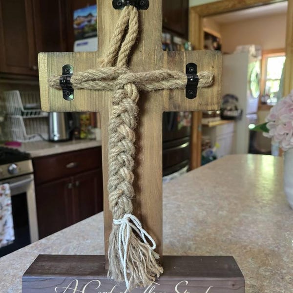 Wedding Cord of Three Strands Ceremony Cross; Natural Wood & Rope Unity ...