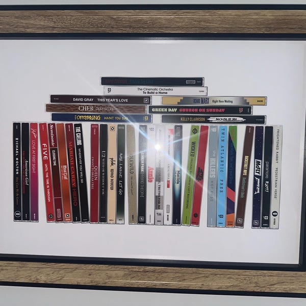 Personalised CD Stack Print, Retro Music Poster, Custom Favourite Song ...