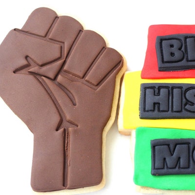 Raised Fist Cutter With Embosser With Handle Black Power Stamp With ...