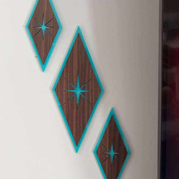 MCM Diamonds Wall Decor Set (turquoise), Mid-century Modern, MCM, Mid ...