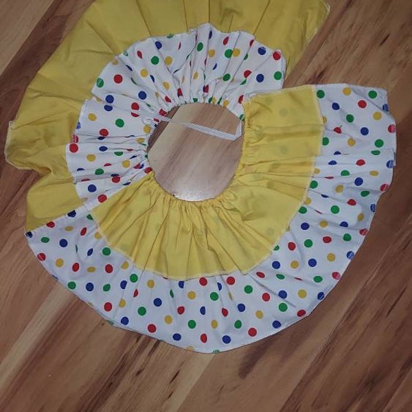 Detachable Clown Collar, Yellow With Multicolor Polka Dot Clown Collar ...