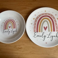 Kindergeschirr, personalisiert, Dschungeltiere, Kinderteller mit Namen, Taufgeschenk, Geschenk ...