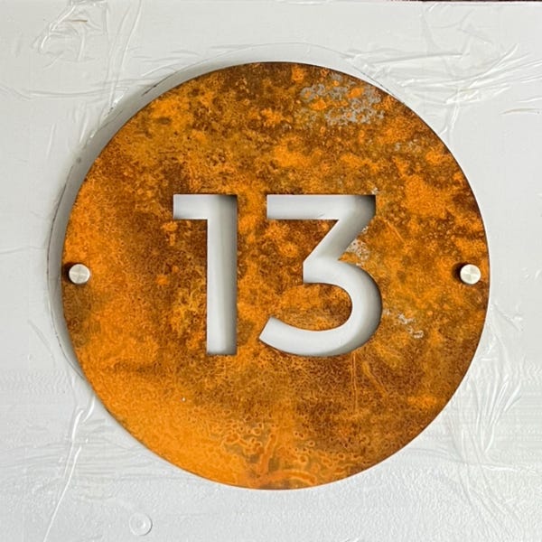 Corten Steel House Sign, Rusted Metal Sign, House Number Metal Sign ...