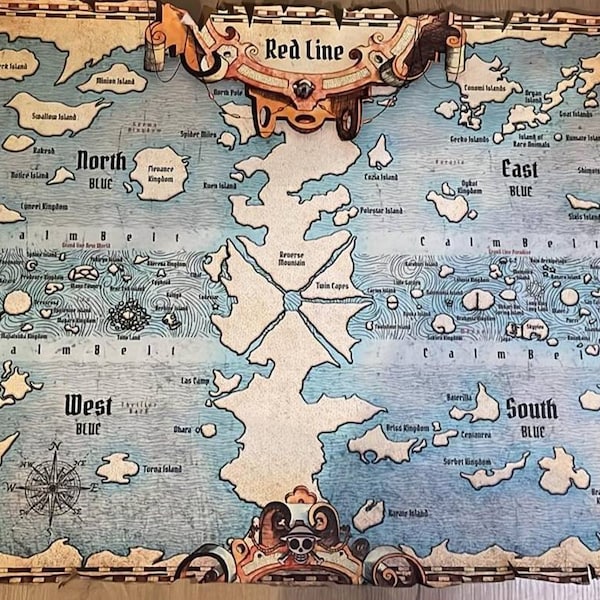 Anime One Piece World Map, Wrapped Canvas Map, World Map, Wrapped ...